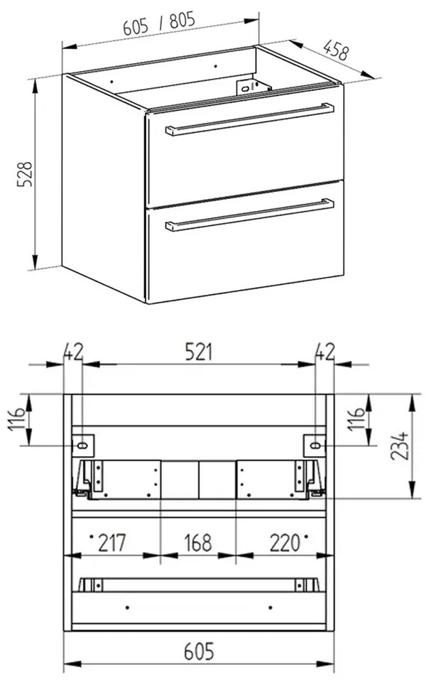 Mereo Bino koupelnová skříňka s umyvadlem z litého mramoru 61 cm dub Arlington CN620M