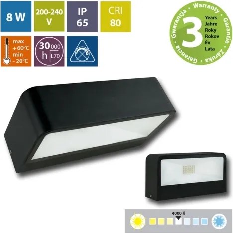 LED svítidlo McLED Cygnus, 8W, 4000K, IP65, černá ML-518.002.19.0
