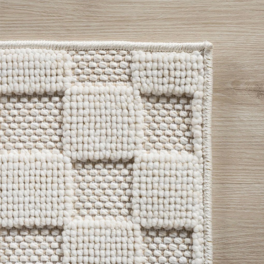 Ayyildiz, Kusový koberec Helix 2203 cream kruh, 80x80, bílá, chodba / předsíň