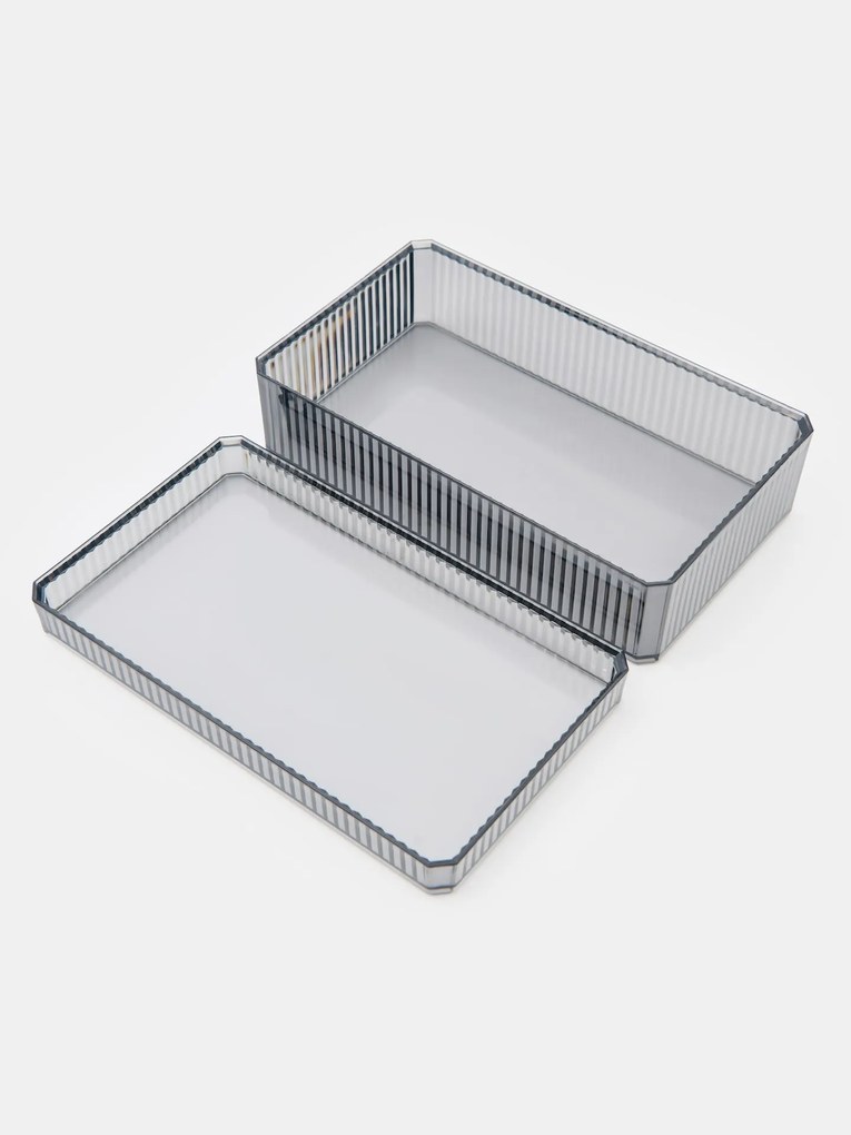 Sinsay - Drážkovaný úložný box s víkem - šedá