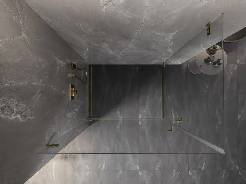 Mexen Lunar-B Duo, výklopný sprchový kout 100 x 80 cm, 8mm čiré sklo, zlatý matný profil, 832-100L-080P-55-00