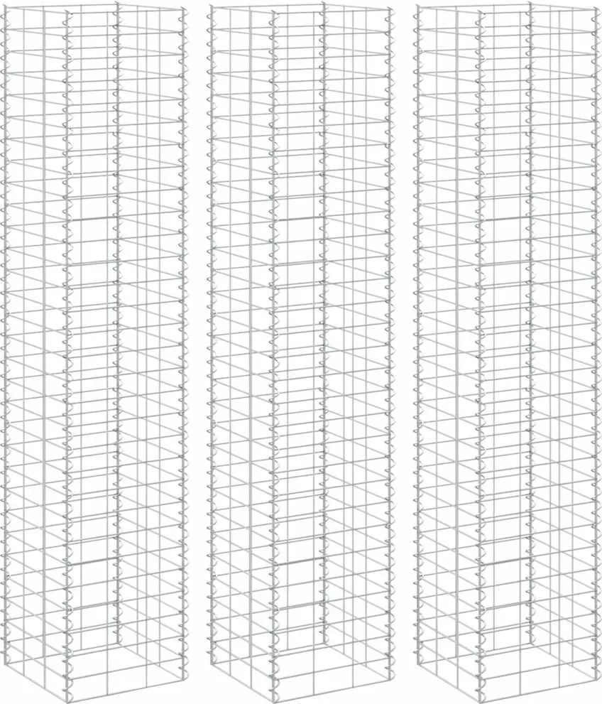 Gabionové vyvýšené záhony 3 ks 30 x 30 x 150 cm železo 151250