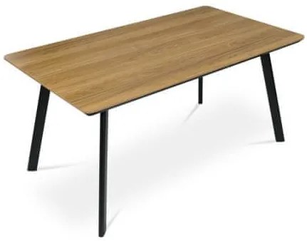 Autronic Moderní jídelní stůl Jídelní stůl, 160x90x76 cm, MDF deska, dýha ostín dub, kovové nohy, černý lak (HT-532 OAK)