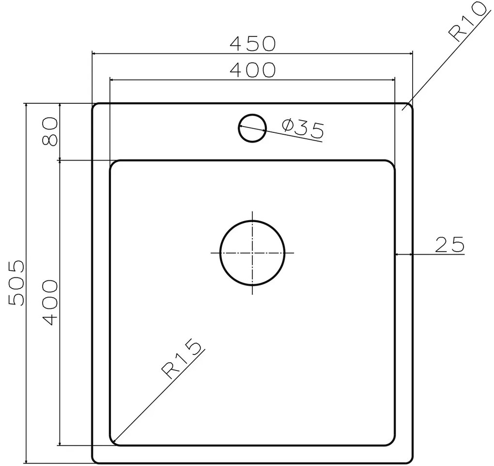 Nerezový dřez Sinks BLOCKER 450 V 1mm kartáčovaný