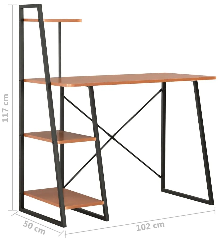 vidaXL Marketos Psací stůl s poličkami černý a hnědý 102 x 50 x 117 cm