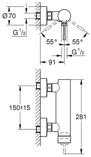 Grohe Essence New Baterie sprchová, nástěnná, Hard Graphite lesk 33636A01