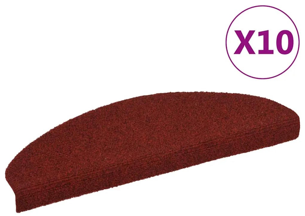 Schodové rohože samolepicí 10 ks 65 x 21 x 4 cm vínově červené půlkulaté velké 149707