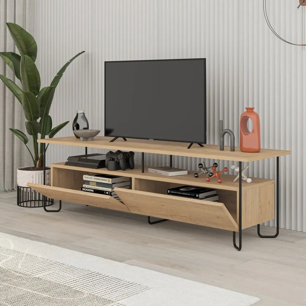 TV stolek v dekoru dubu v přírodní barvě 150x45 cm Dilly – Marckeric