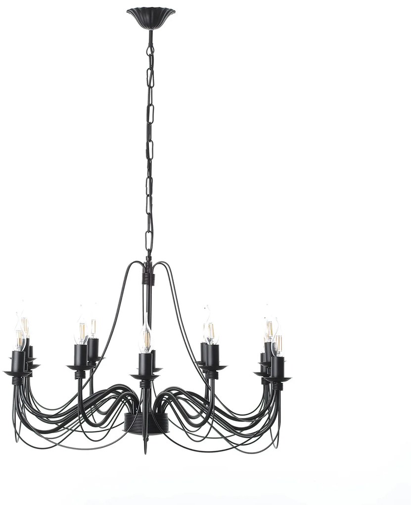 Light for home - Závěsný lustr v černém matném provedení 30306 "Isabella", 12x40W, E14, Černá