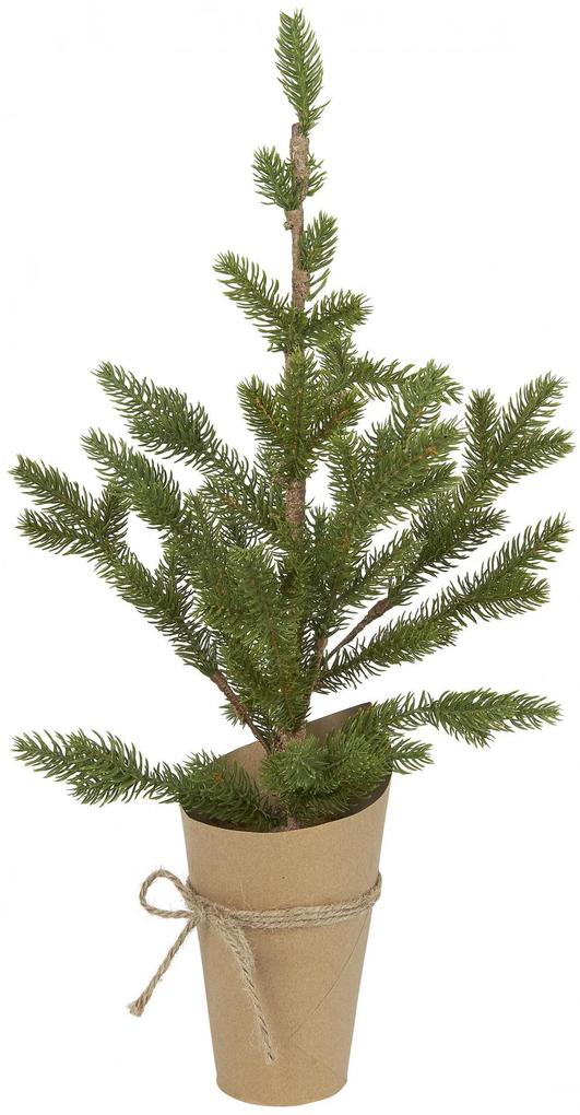 IB LAURSEN Malý jehličnan v květináči Pinetree In Flower Pot 58 cm, zelená barva, přírodní barva, plast