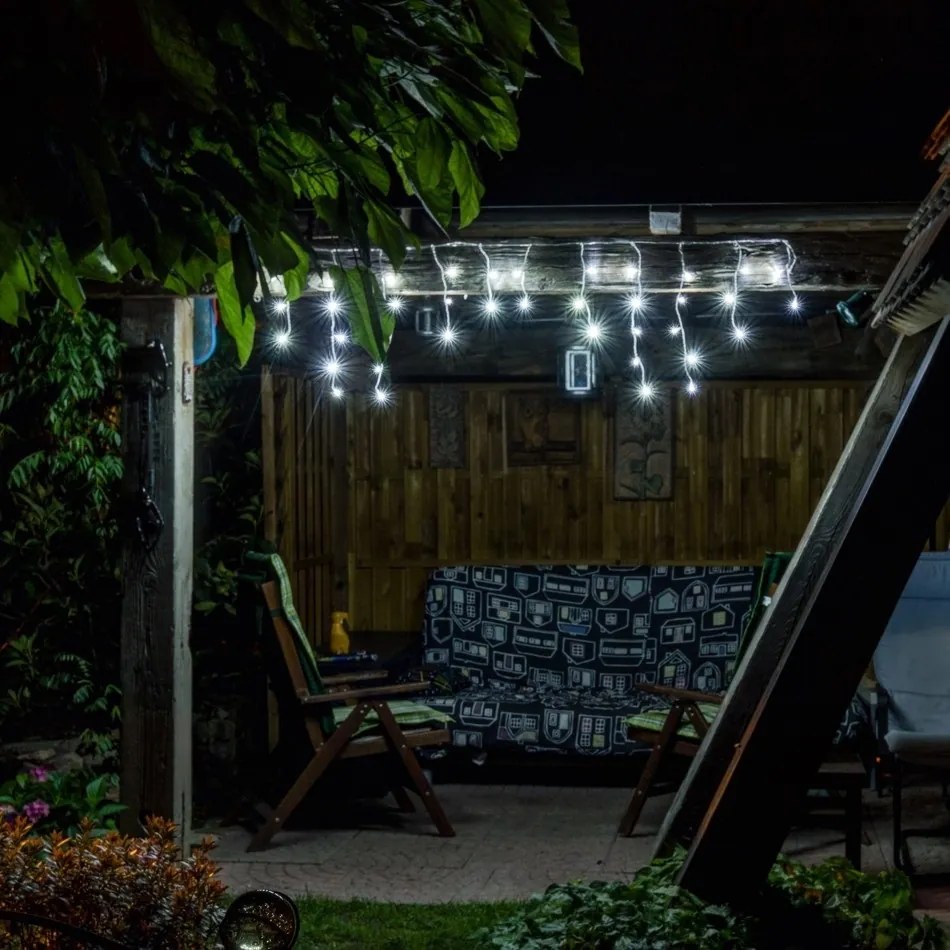Hobby Line interiér LED rampouchy, světelné, 200 × 50 cm, ledově bílá, 40 diod, čirý kabel, IP20, prodlužovací