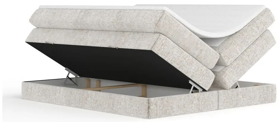 Béžová boxspring postel s úložným prostorem/bez čela 140x200 cm Juniper – Maison de Rêve