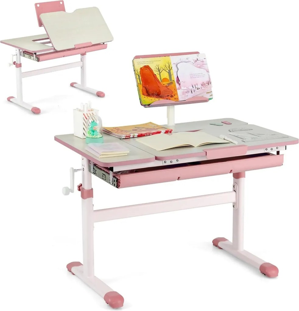 Costway Dětský stůl 51-73 cm výškově nastavitelný s naklápěcí deskou stolu