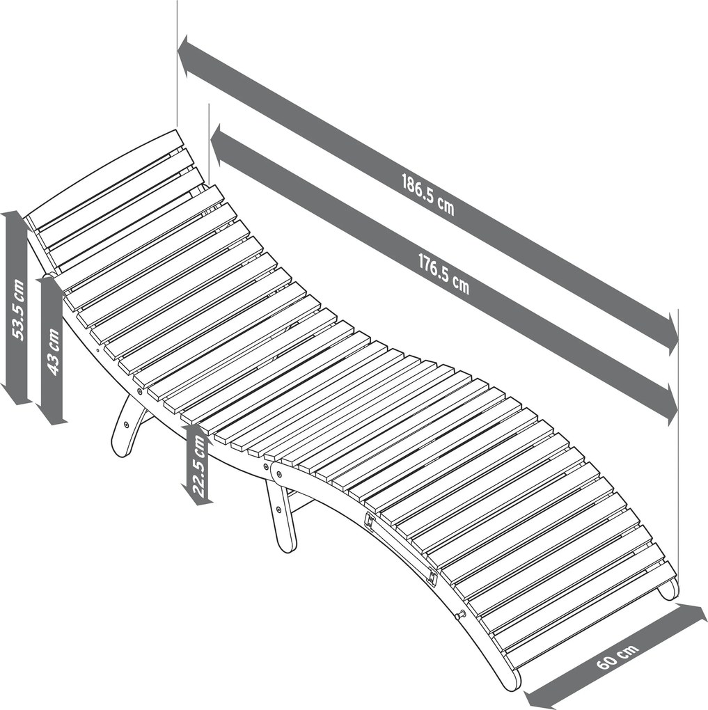 Tchibo - Skládací zahradní lehátko ve tvaru vlny - barva: šedá