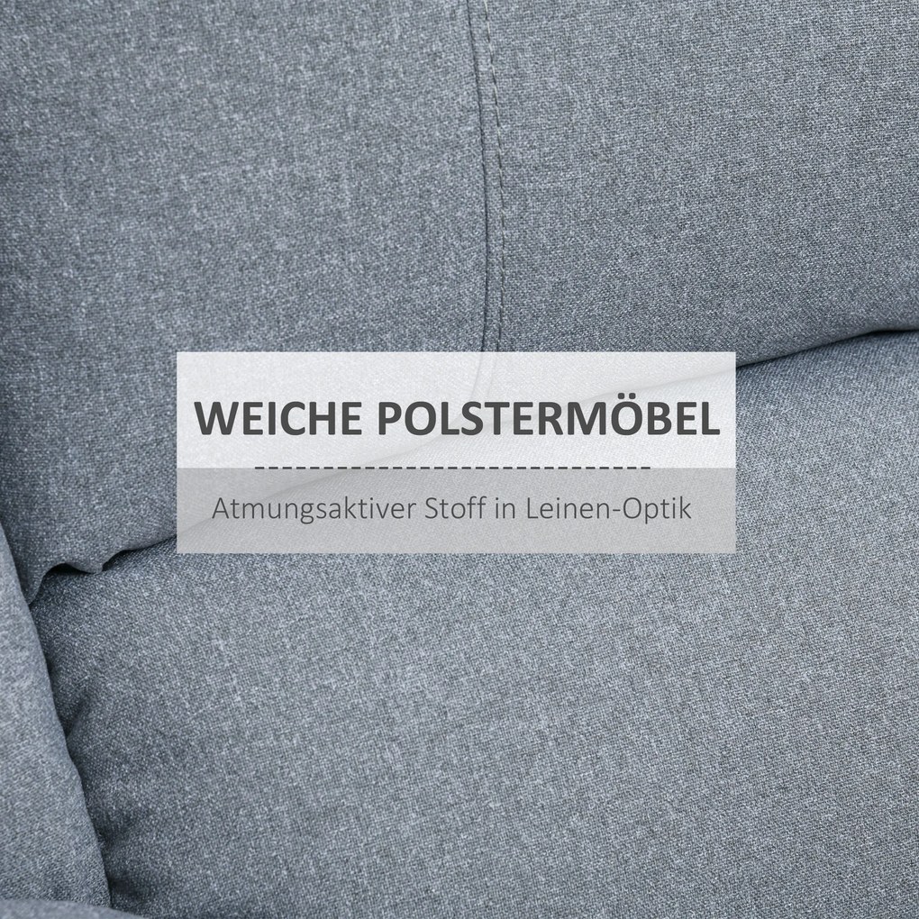 HOMCOM polohovací křeslo Televizní křeslo s funkcí polohování a boční kapsou, šedé, polyester připomínající len, 90 x 96 x 98 cm, ideální do obývacíh…