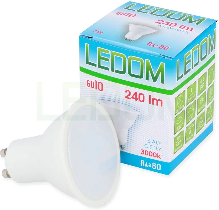 Ledom LED žárovka GU10 3W 240lm teplá (20W)