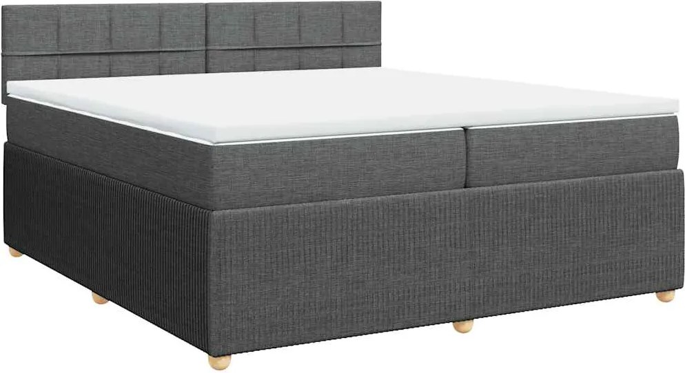 Box spring postel s matrací tmavě šedá 200x200 cm textil 3287564