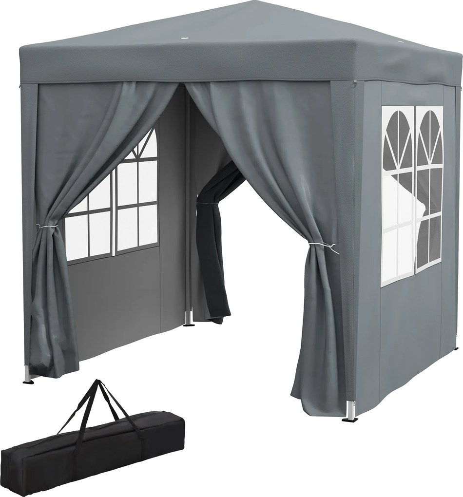 Outsunny Zahradní Altán 2 x 2 m, skládací pop-up altán, výškově nastavitelný, UV ochrana, ocelová konstrukce, 4 odnímatelné strany, na kempování, fest