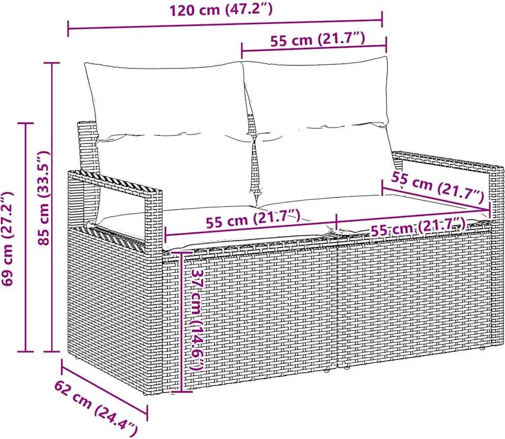 Set pohovek 7 ks 6-Počet míst Černá polyratan 3346273