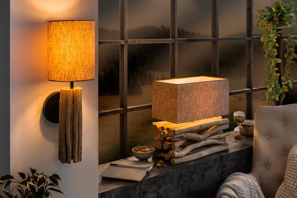 Invicta Interior Designová dřevěná stolní lampa - Orthos