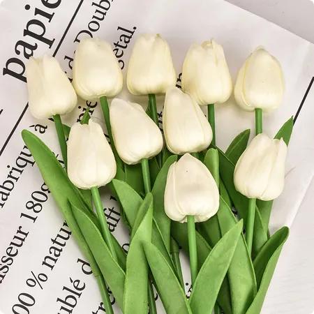 Bytová dekorace - kytice umělých tulipánů - 15 kusů Barva: 3 krémová