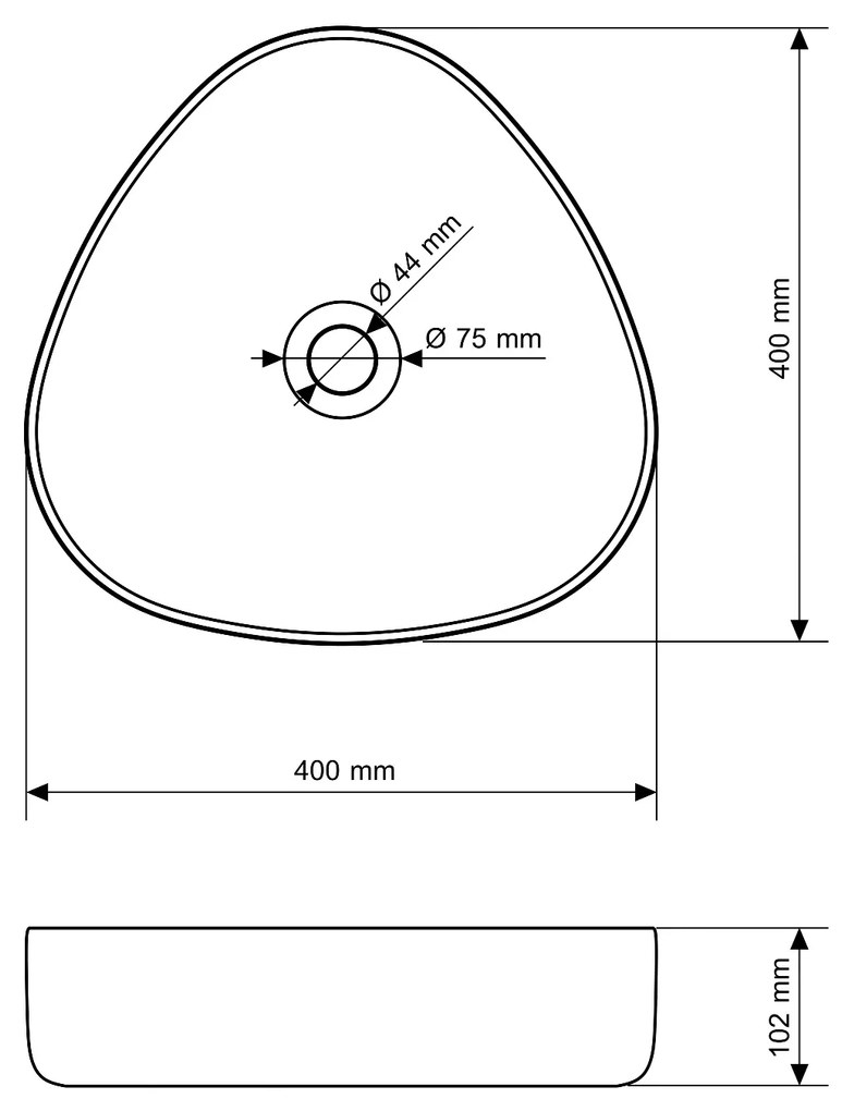 Gamma Vaso, asymetrické umyvadlo 40x40 cm, bílá lesklá, GMA-UC-VASO