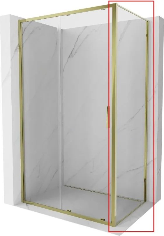 Mexen Exo, boční skleněná stěna ke sprchovému koutu EXO 100x200 cm, 6mm čiré sklo, zlatý profil, 810-100-000-50-00