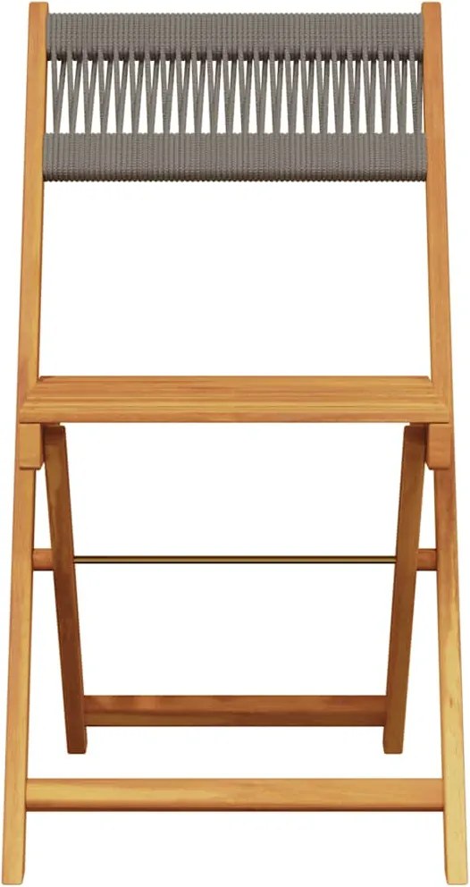 3dílný bistro set šedý polypropylen a masivní dřevo 3281746