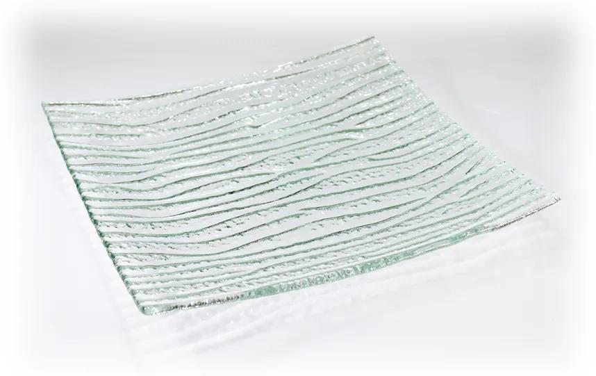 BDK-GLASS Čtvercové skleněné talíře NATURE BARK Rozměr: 31x31cm