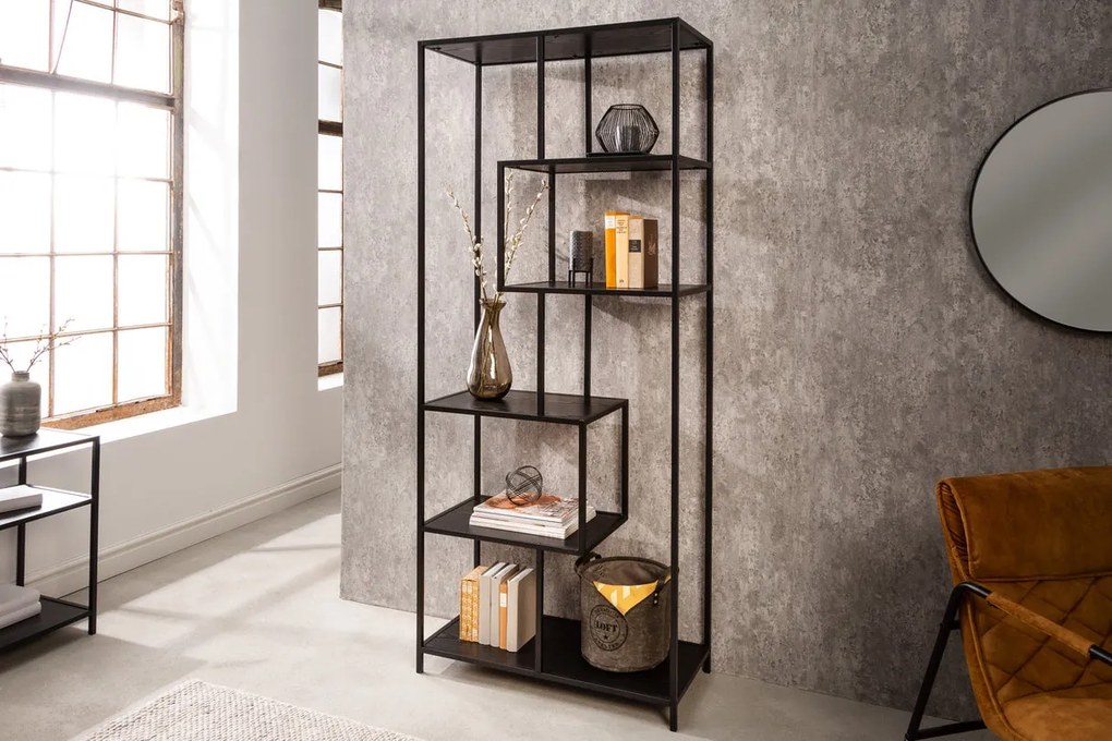 Invicta Kovová knihovna SLIM LINE 185x77 černá cm 42021
