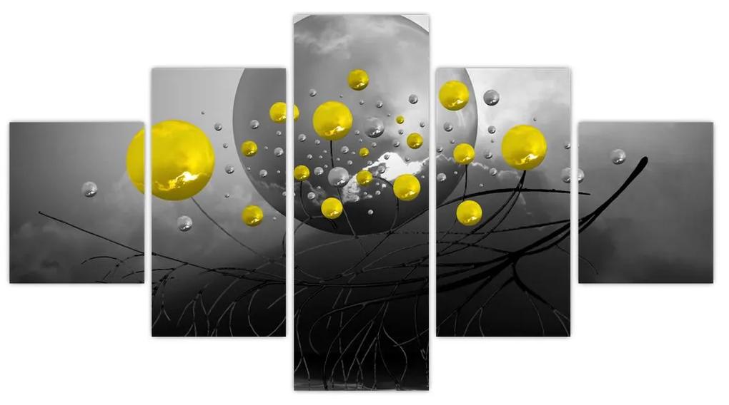 Obraz - žluté abstraktní koule (125x70 cm)