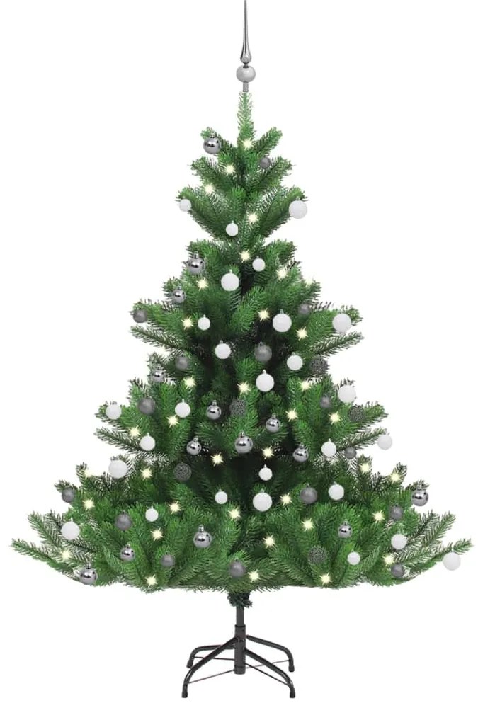 3077731 vidaXL Umělý vánoční stromek jedle s LED a sadou koulí zelený 150 cm