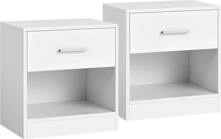 Bílé minimalistické noční stolky se zásuvkou, 2 ks
