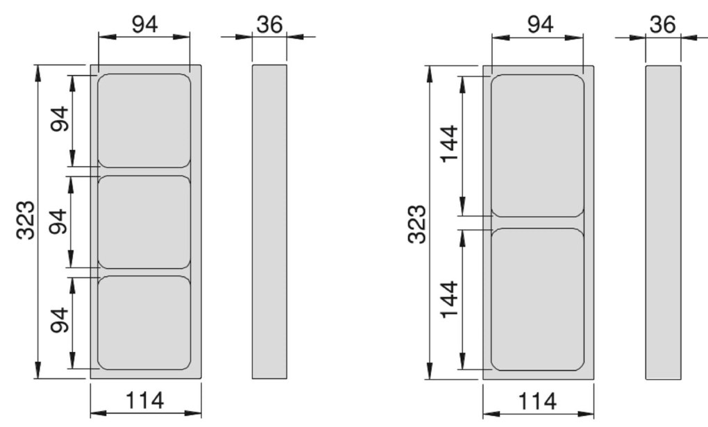 Sapho Sapho, LINDO boení organizér, sada 2ks, 114x36x323 mm, plast, antracit, LD002