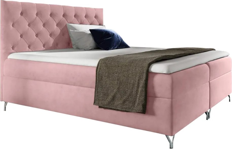Boxspringová postel, 160x200, růžová látka Velvet, GULIETTE + dárek