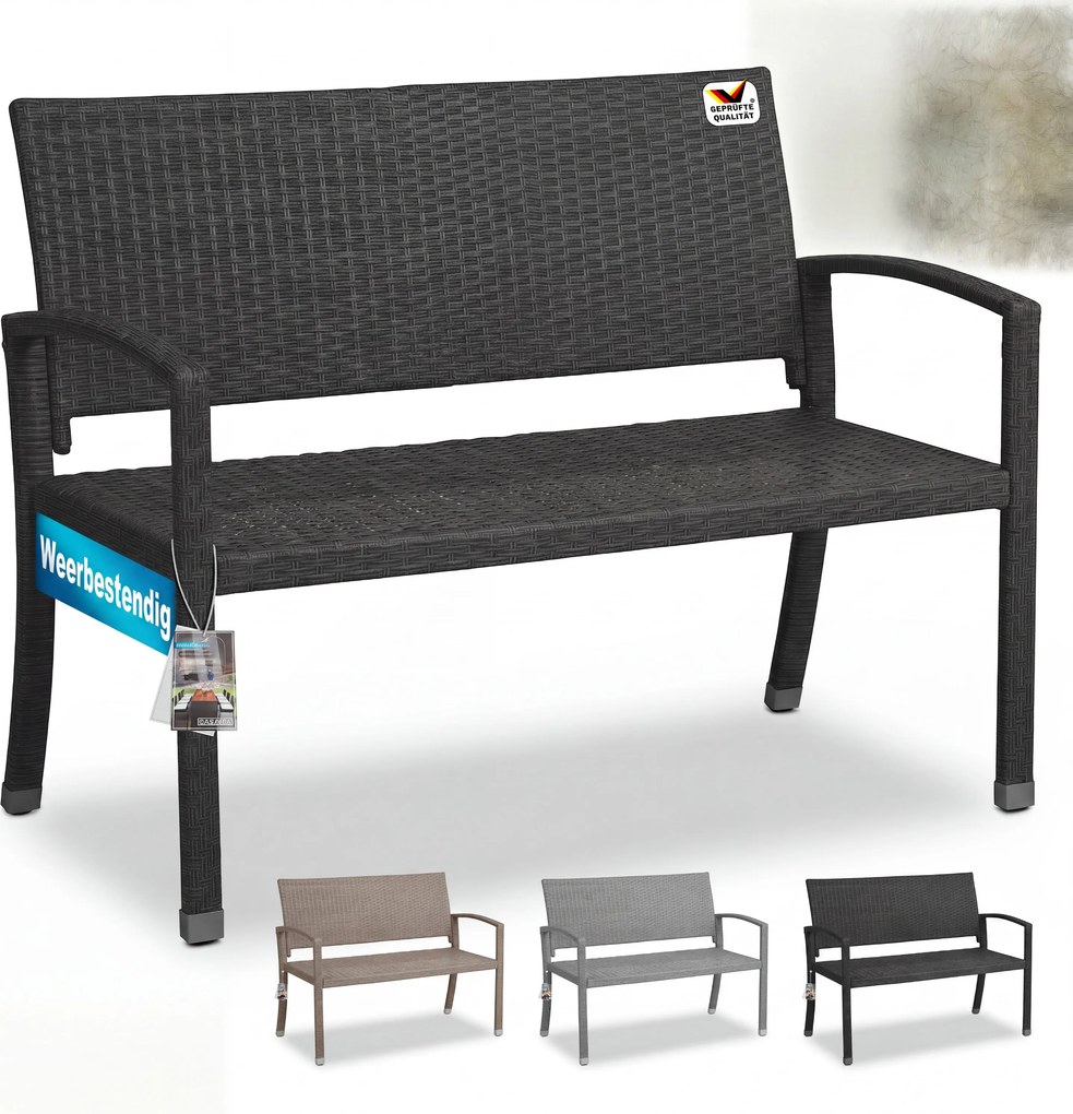 Umělý ratan Zahradní lavice černý 122x58x87cm
