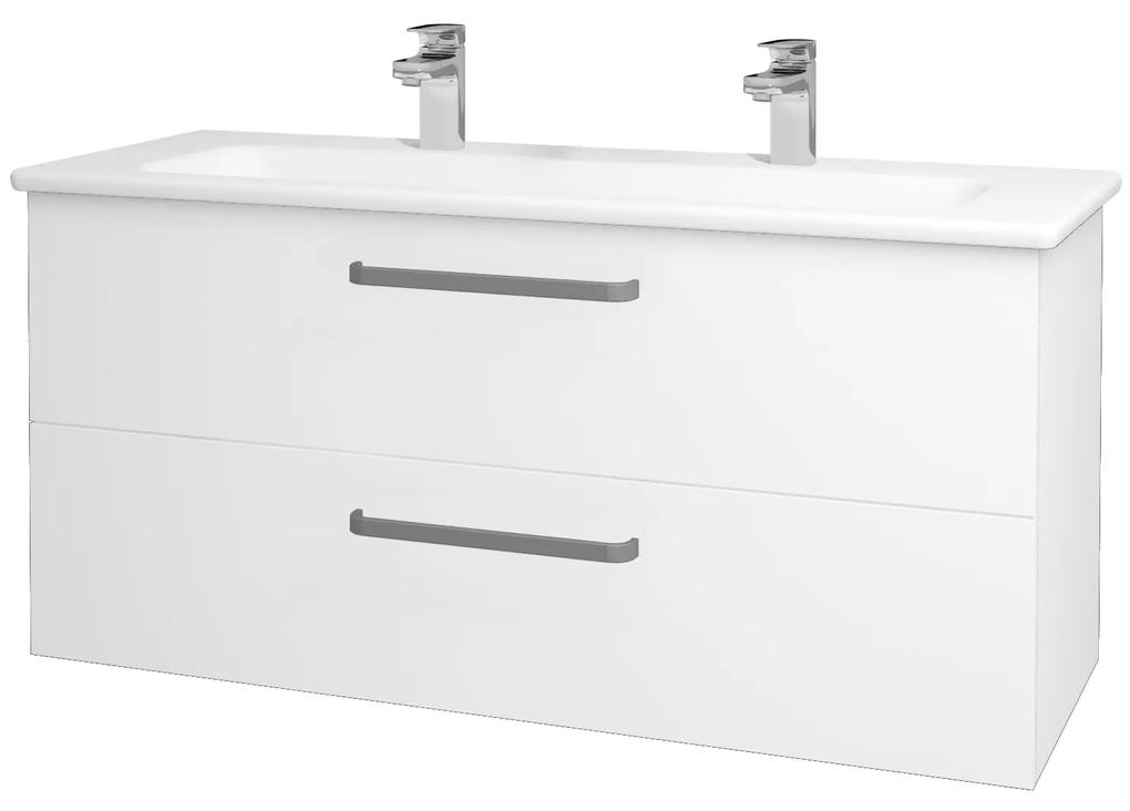 Dřevojas Koupelnová skříň GIO SZZ2 120 Varianta: N01 Bílá lesk / Úchytka T01 / D05 Oregon