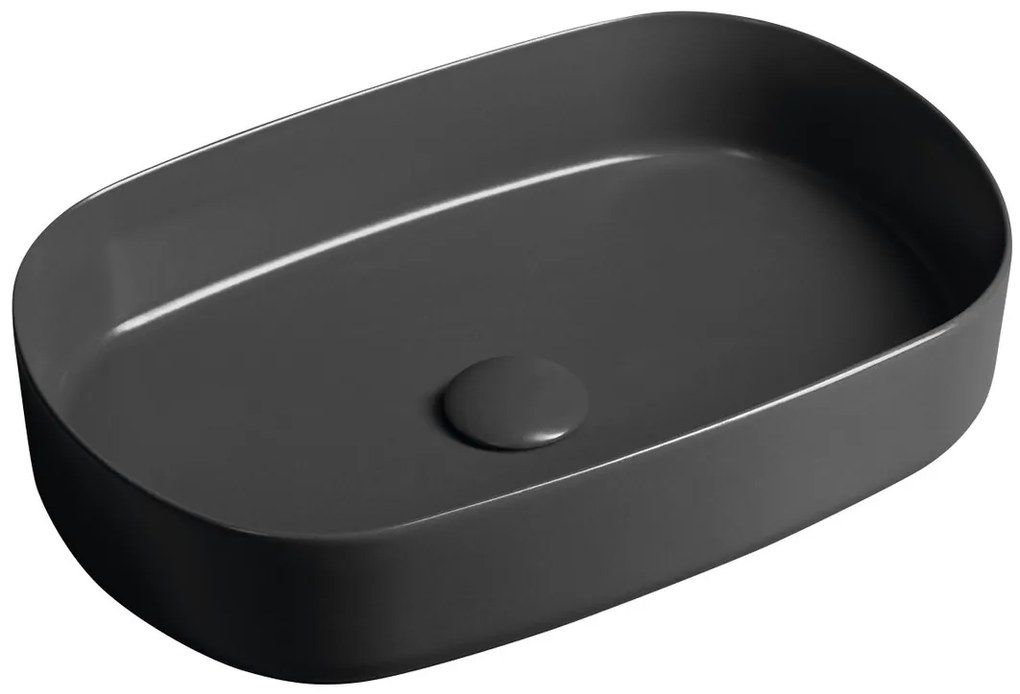 Isvea Infinity Oval umyvadlo na desku 55 x 36 cm bez otvoru pro baterii bez přepadu keramické antracit 10NF65055-2C