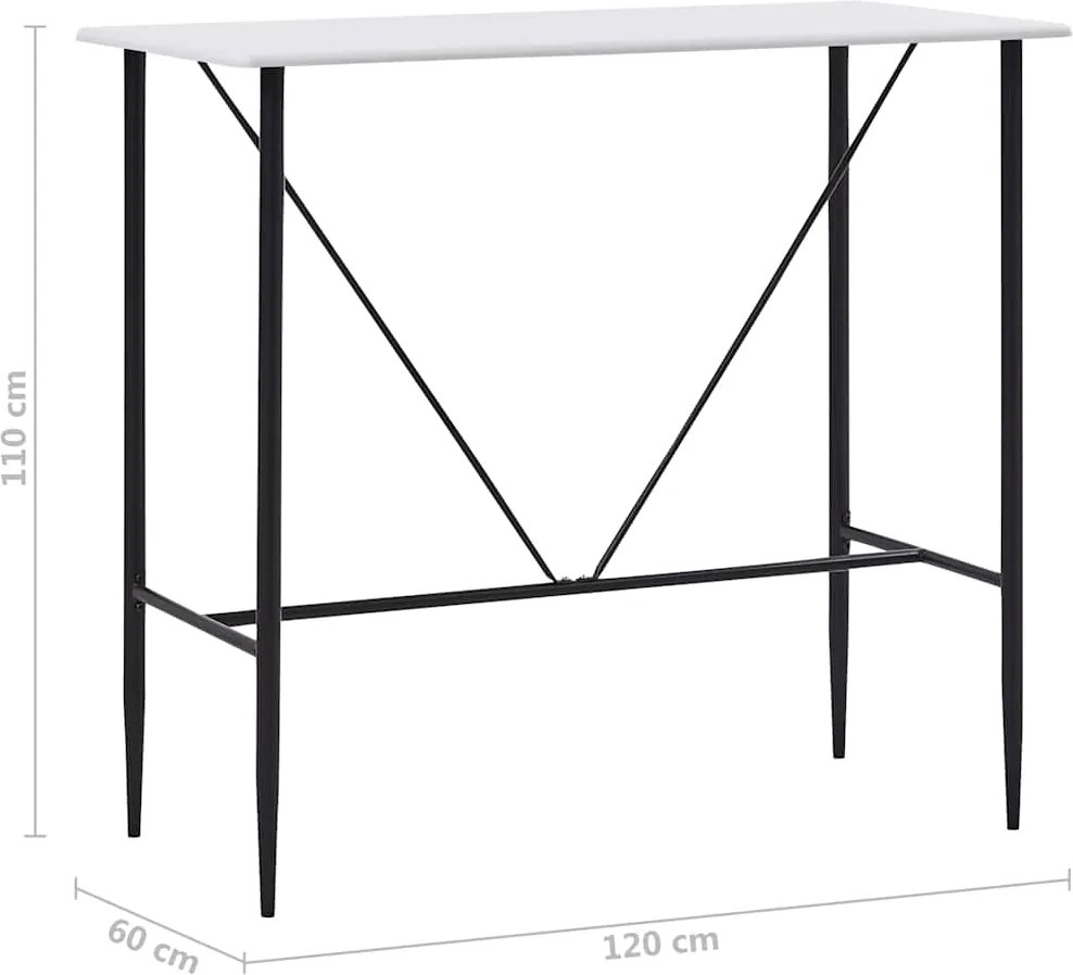 Barový stůl bílý 120 x 60 x 110 cm MDF 281547