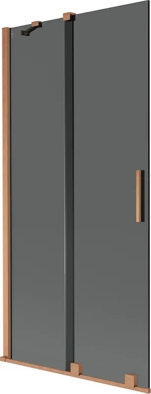 Mexen Velar, 2-křídlová posuvná vanová zástěna 90 x 150 cm, 8mm šedé sklo, měděná matná, 896-090-000-41-65