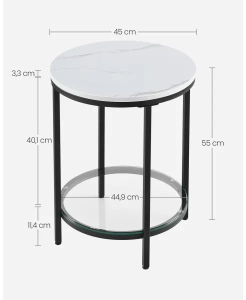 Odkládací stolek SID černá/bílá