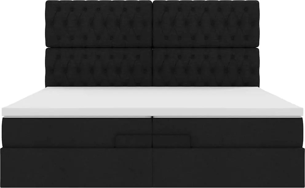 Osmanský rám postele s matrací černý 200x200cm textil 3313267