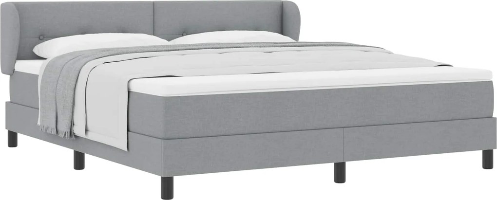 Postel s boxspringem s čelo Světle šedá 180 x 200 cm textil 3340038