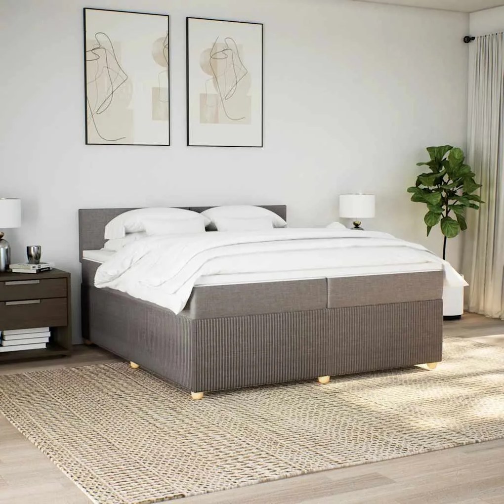 Box spring postel s matrací taupe 200x200 cm textil 3287560