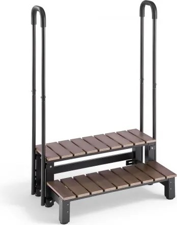 VEVOR Schody do vířivky s madlem, 2stupňové venkovní schody do vířivky, nosnost 250 kg, šířka schodu 820 mm, ocelové a robustní boky, snadná montáž, protiskluzové schody pro nadzemní/nafukovací bazén, obytný vůz, terasu, palubu