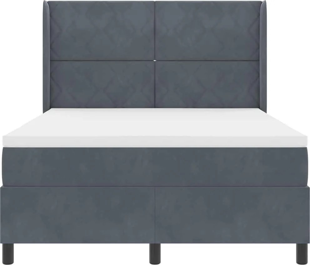 Postel s boxspringem s čelo Tmavě šedá 140 x 200 cm samet 3342063
