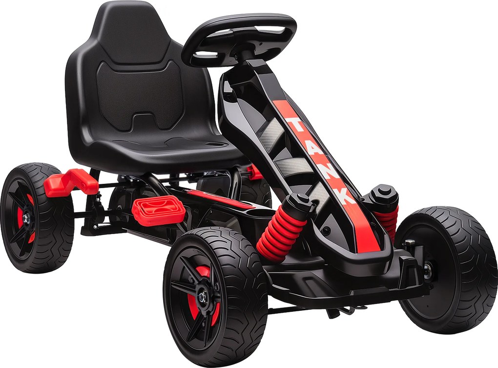 AIYAPLAY Gokart s pedály, šlapací auto pro děti s brzdou, protiskluzová kola, kovový rám, 3-6 let, červená