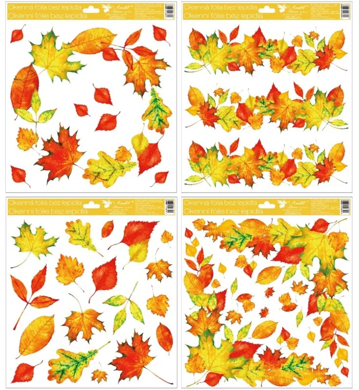 E-shop24, 30 x 33,5 cm, Statické okenní dekorace Podzimní barevné listí |  BIANO