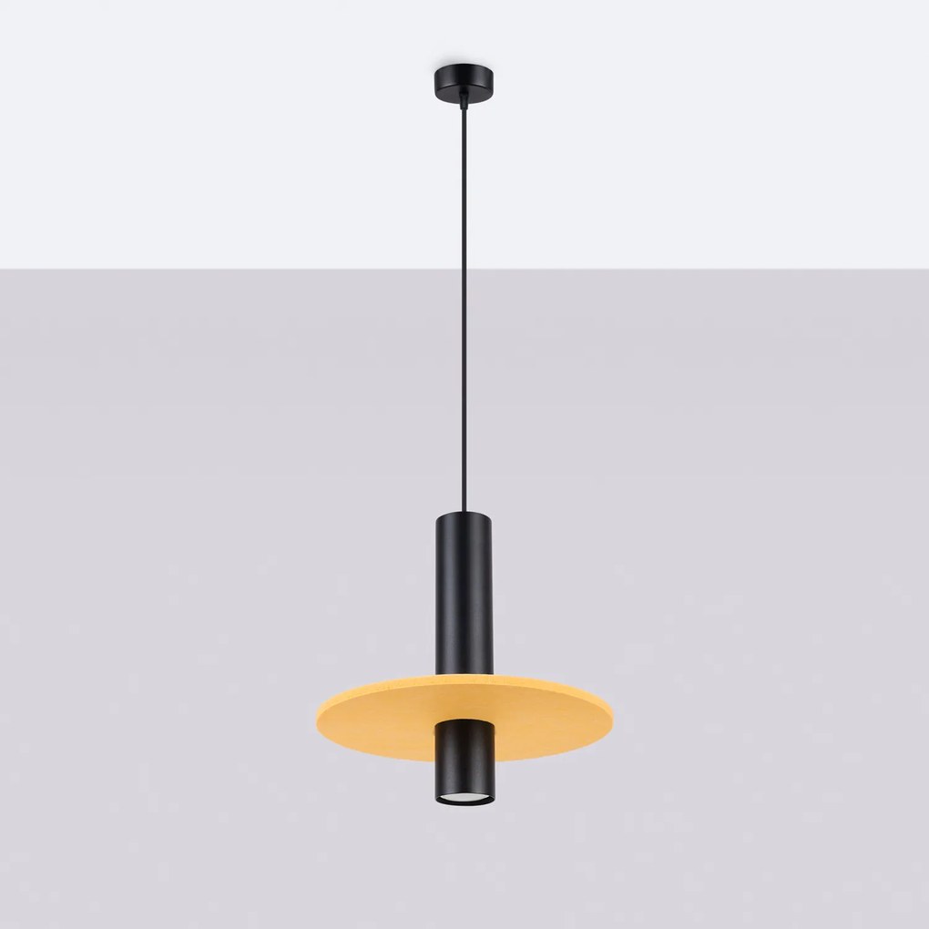 Sollux Lighting Závěsná lampa PELTA 1 černá/žlutá