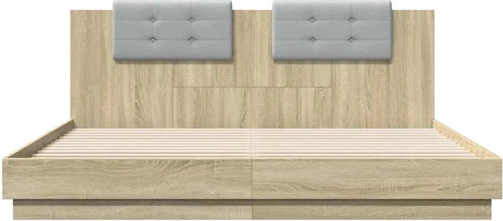 Rám postele s čelem a LED osvětlením dub sonoma 180x200 cm 3209991
